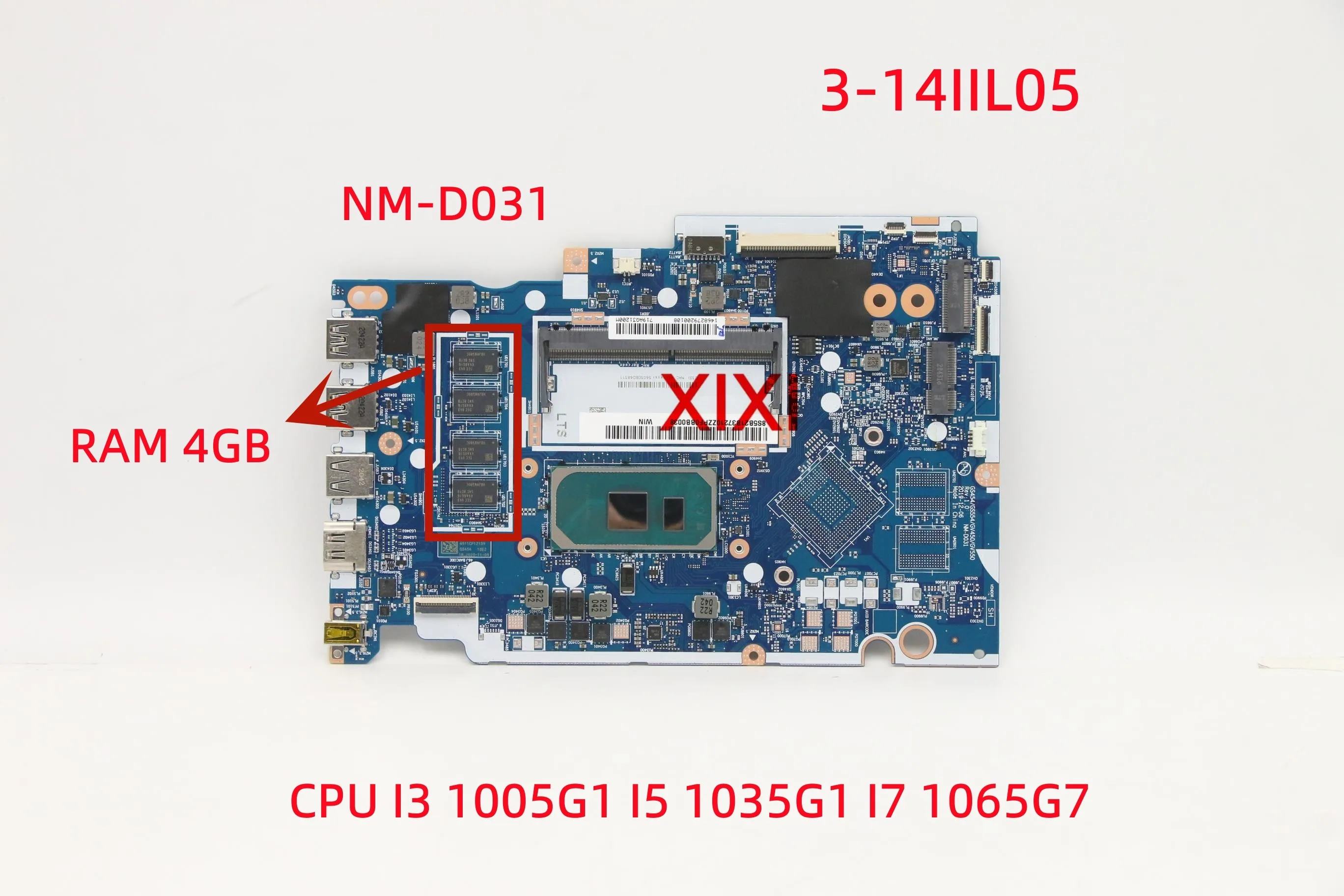 NM-D031 For Lenovo ideapad 3-14IIL05 Laptop Motherboard with CPU I3 ...