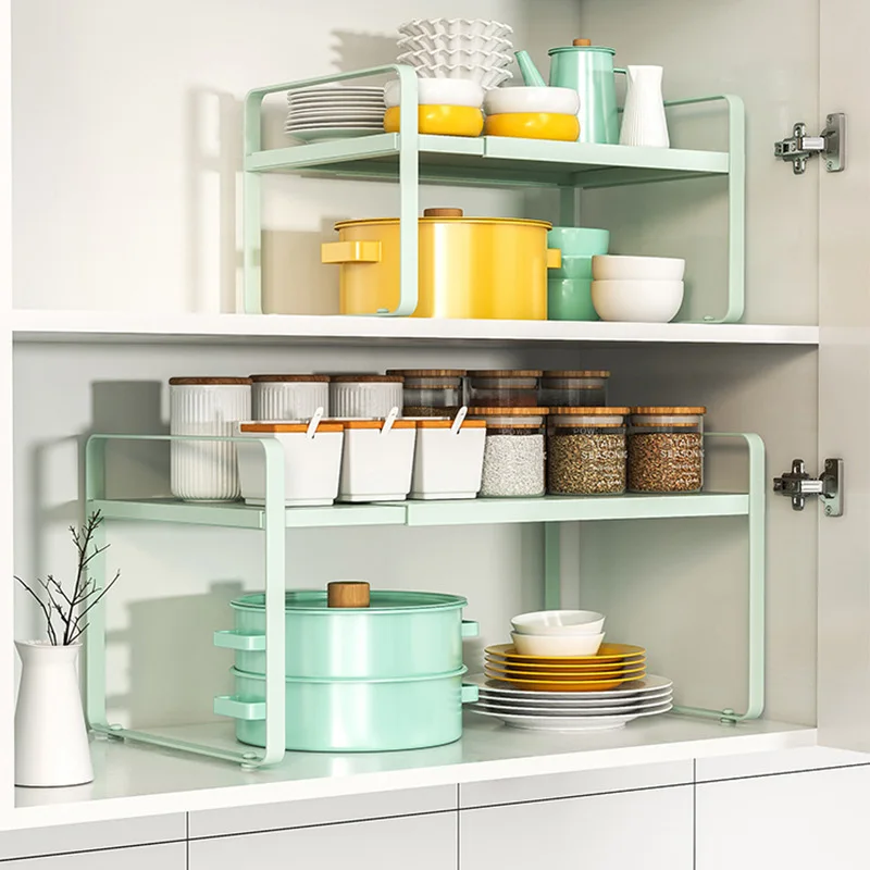 Telescopic-Kitchen-Storage-Rack-Layered-Shelf-Cupboard-Sink-Dishes ...