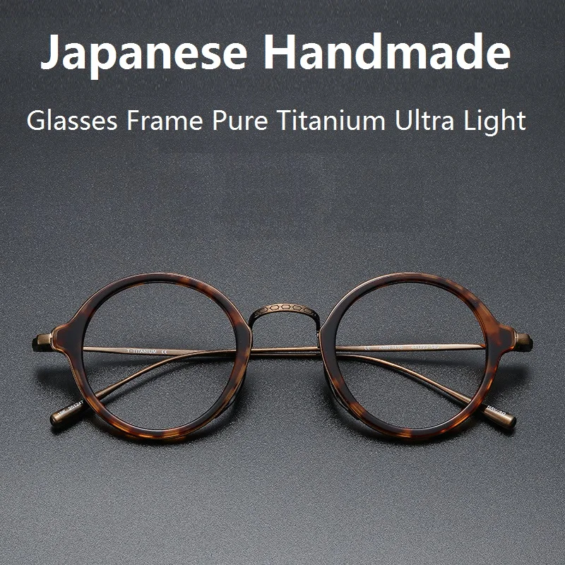 Japanese-Handmade-Retro-Round-Glasses-Frame-Men-Women-Pure-Titanium ...