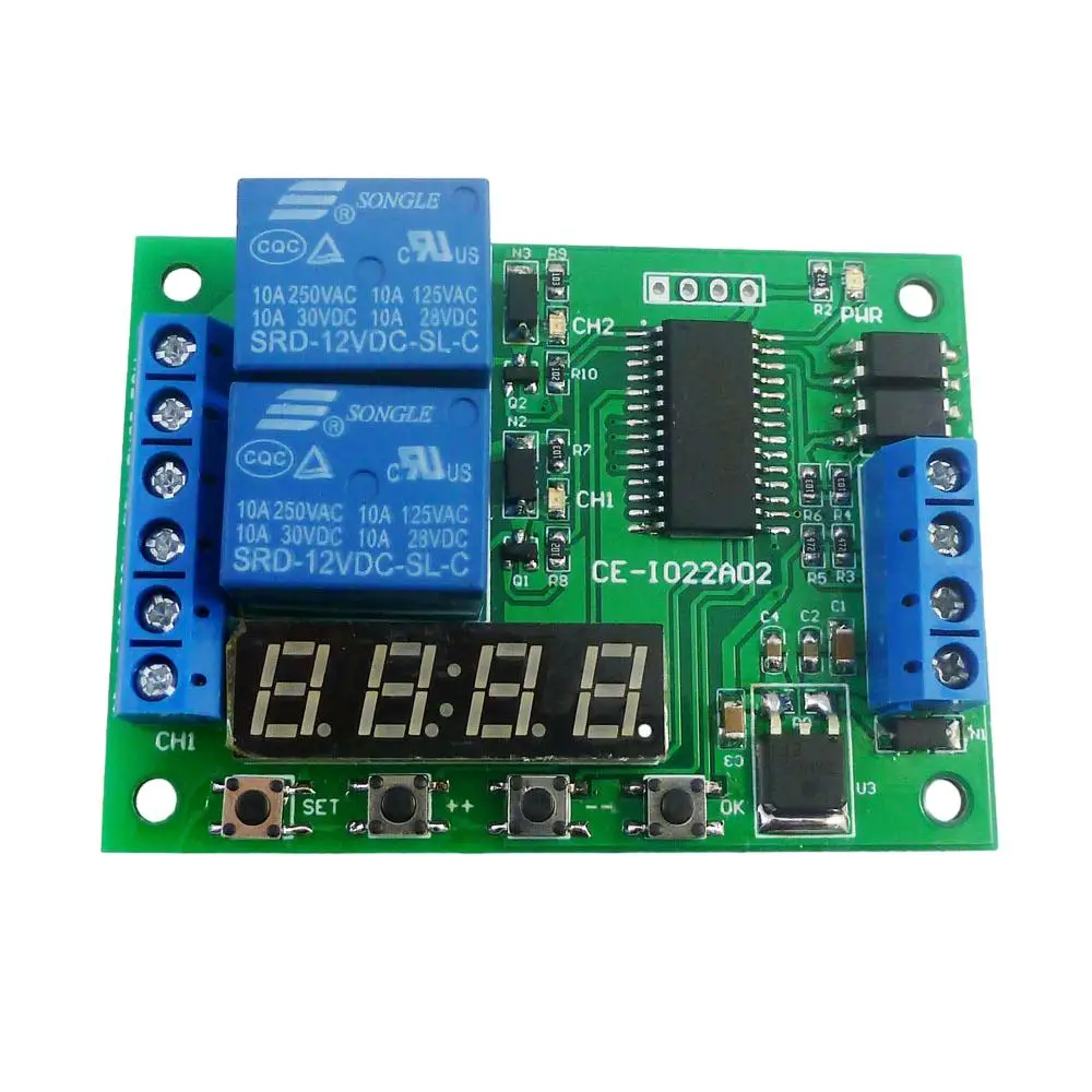 IO22A02-Multi-function-Time-Delay-Relay-Module-2-Channel-DC-12V-Adjustable-Timer-Digital-Display ...