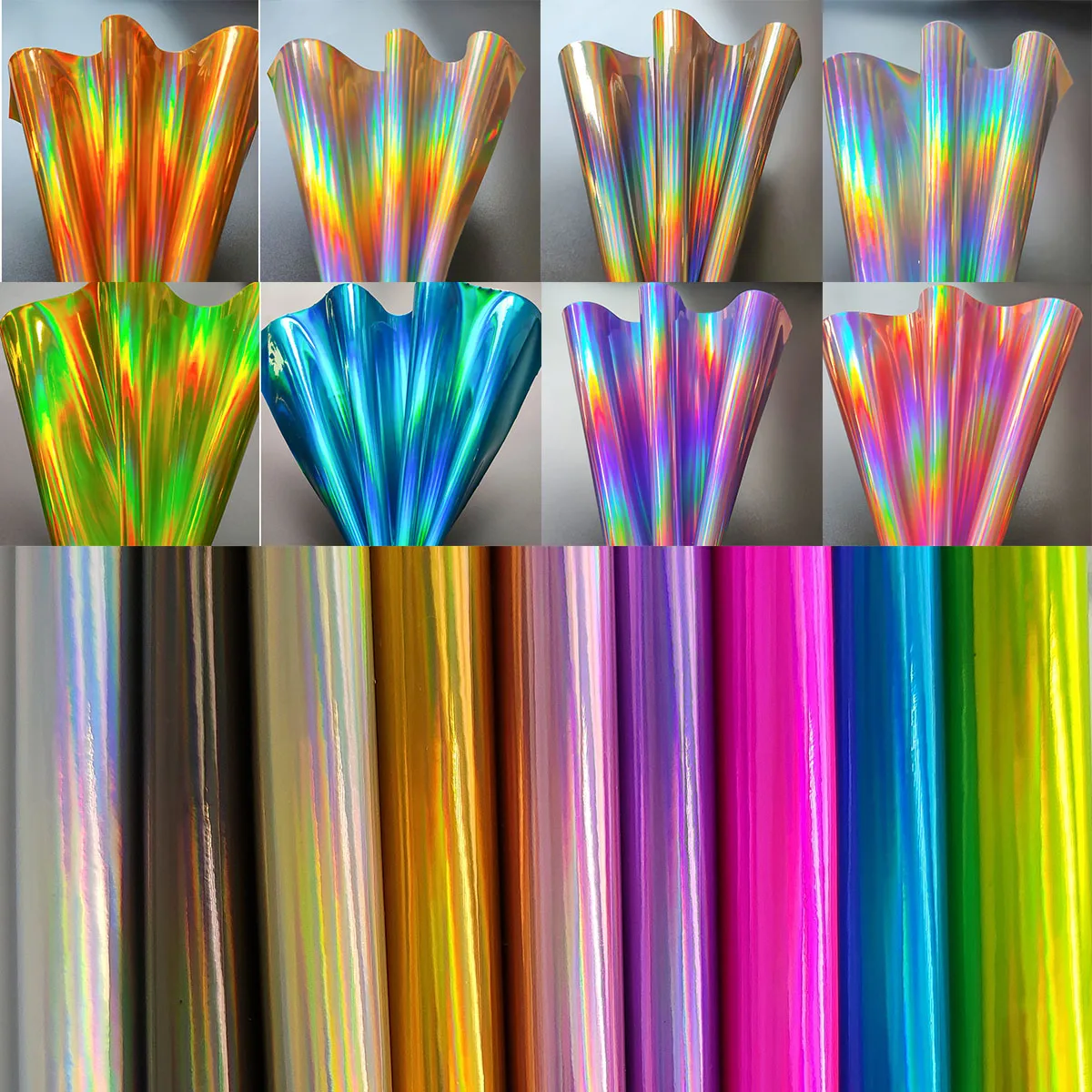 20*120CM Roll Hologram Iridescent Rainbow Laser PU Leather Fabric Craft ...