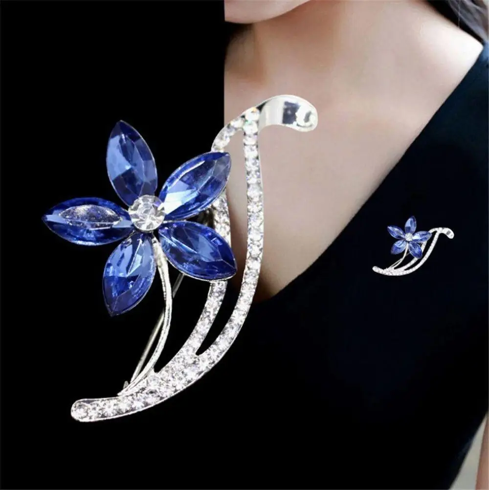 Fashion Rhinestone Flower Brooches For Women Simple Design Jewelry Wedding Pin And Brooch ...