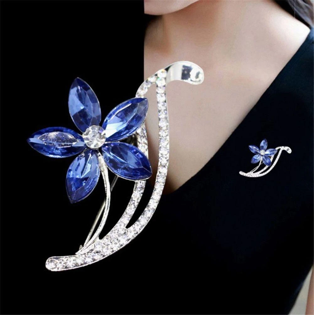 Fashion Rhinestone Flower Brooches For Women Simple Design Jewelry ...