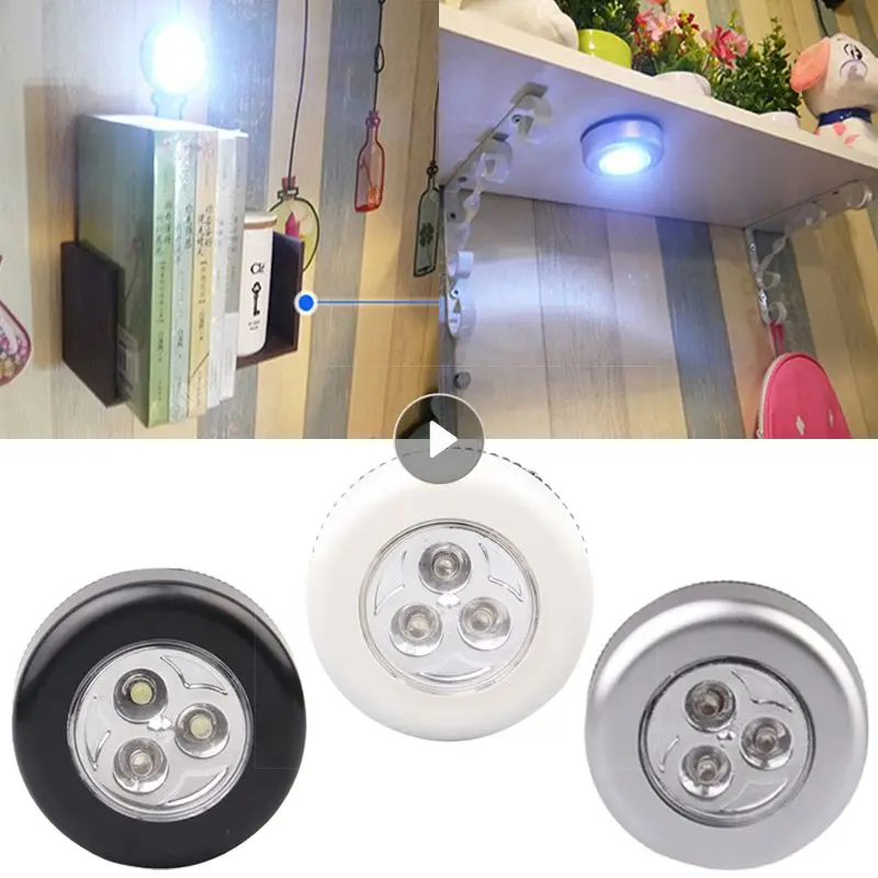 3led controle de toque luz da noite luz parede redonda lâmpada sob ...