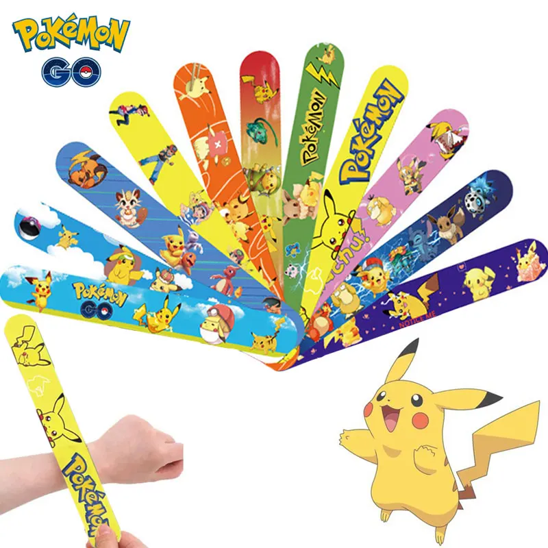 3-6-12pcs-Pokemon-Bracelets-Pikachu-Figures-Anime-Wristband-Child-Slap ...