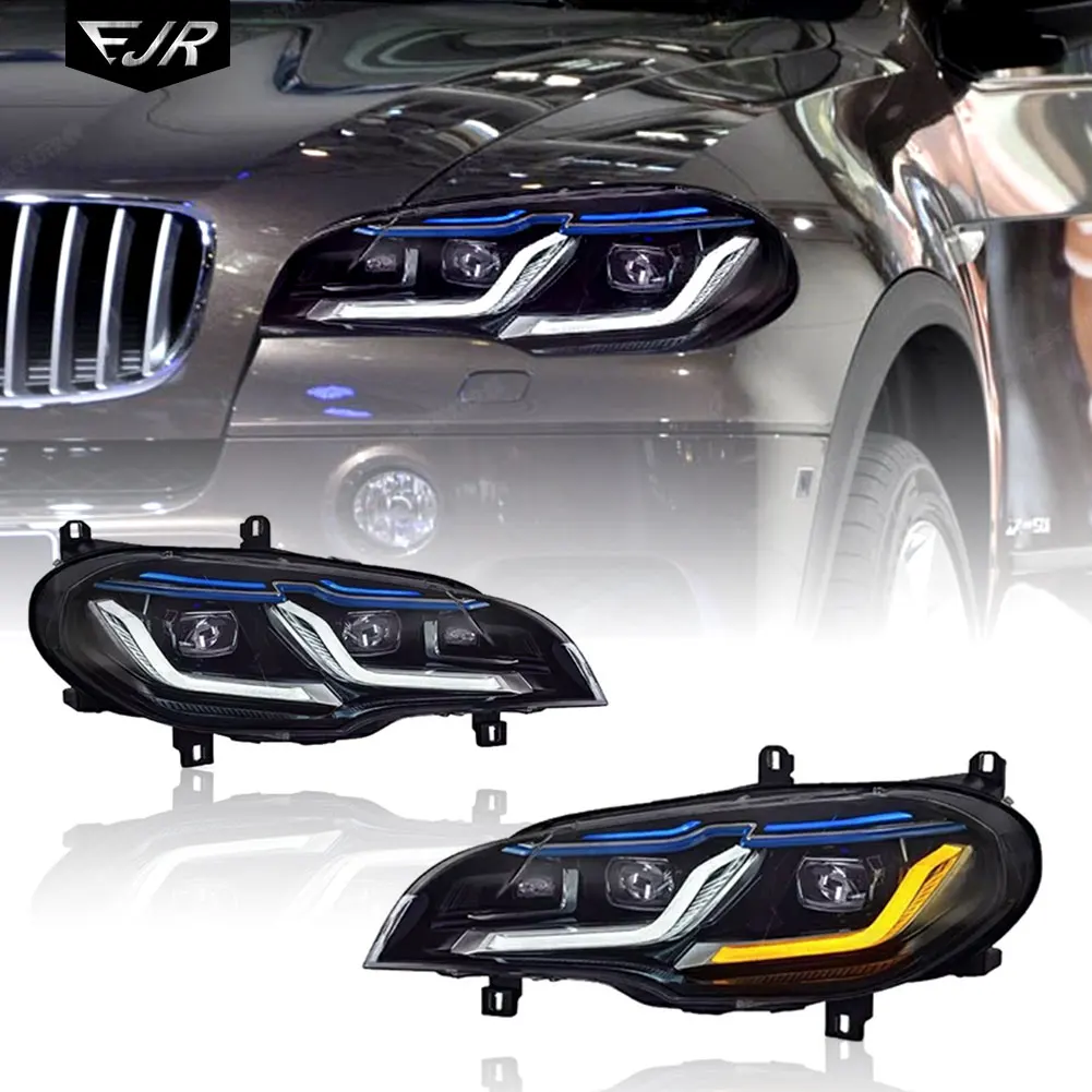 For-BMW-X5-E70-2007-2013-LED-Headlight-Assembly-Yellow-Turn-Signal ...