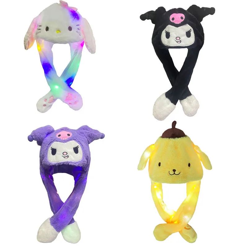 LED-Light-Sanrioed-Kuromi-Cinnamoroll-Kitty-Glowing-Plush-Ear-Move-Hat ...