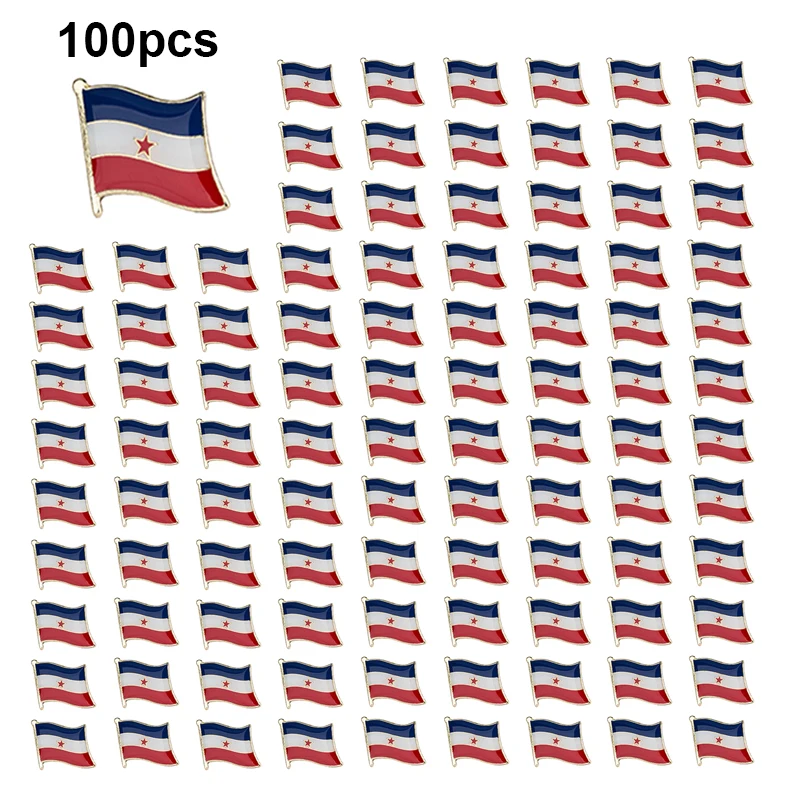 10/50/100pcs a lot Yugoslavia Flag Lapel Pin Flag badge Brooch Pins ...