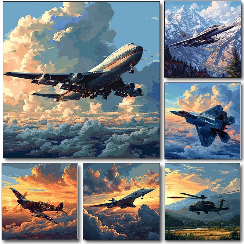 Airplane-Boeing-747-Posters-and-Prints-Canvas-Painting-Wall-Art-Fighter ...