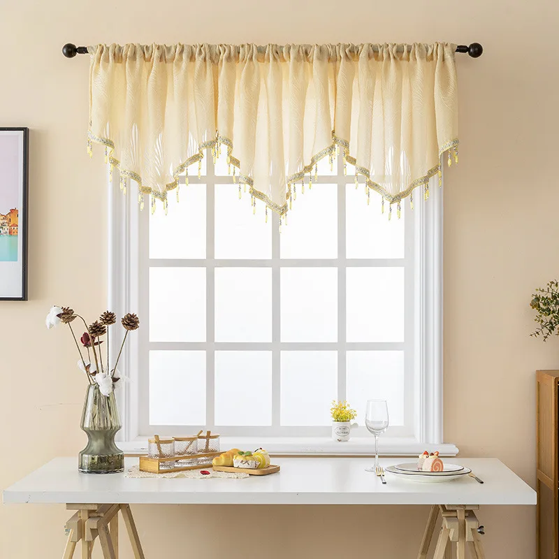 Modern-simple-curtain-triangular-edge-short-curtains-with-fringed ...