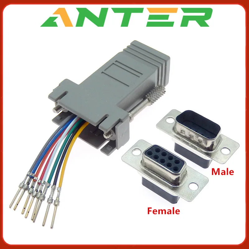 1PCS-DB9-Female-Male-DB9-To-RJ45-Adapter-Connector-Rs232-Modular-Cab ...