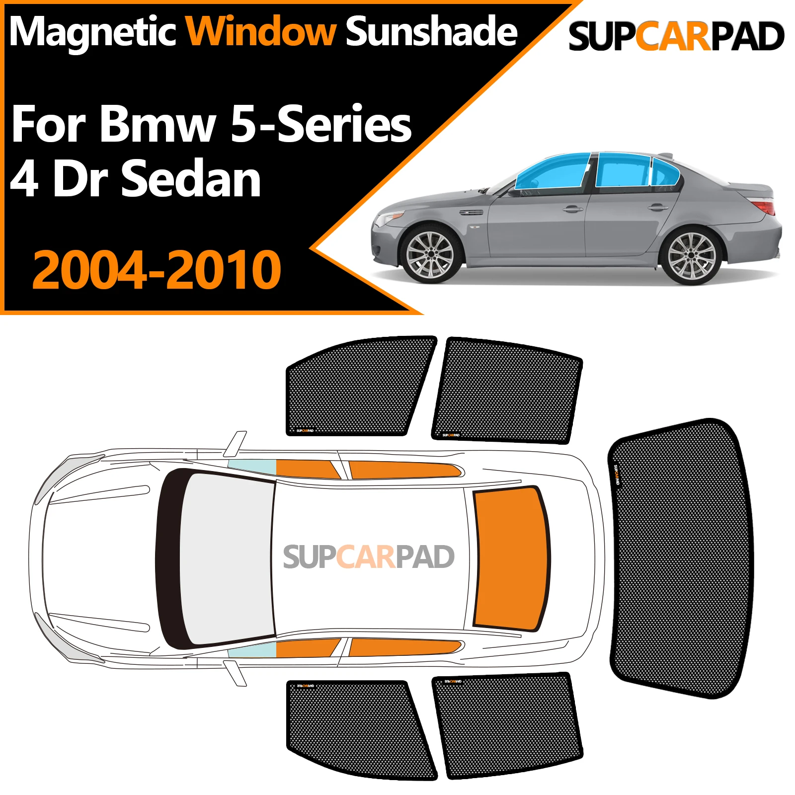 Custom Car Window Sunshade For Bmw 5-Series 4 Dr Sedan 2004-2010 ...