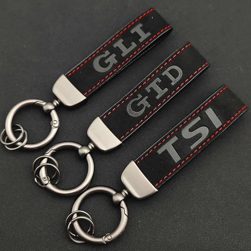Suede Leather Luxury Women Car Keychain GTD Key Chain For Jetta GLI TSI ...
