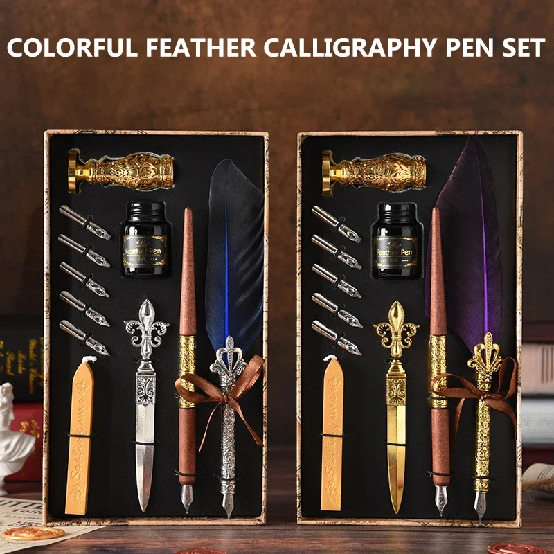 European-Style-Quill-Pens-Set-with-Ink-New-Retro-Dipping-Quill-Pen ...