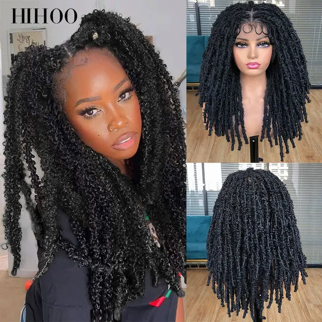 Blue Butterfly Locs Full Lace Braided Wigs For Women Crochet Hair ...
