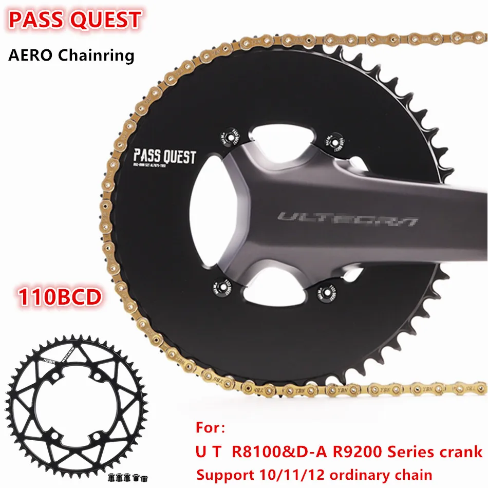 PASS QUEST R110 DU Round Narrow Wide Chainring 110BCD For UT R8100 Crank DA R9200 36T 58T Tooth ...