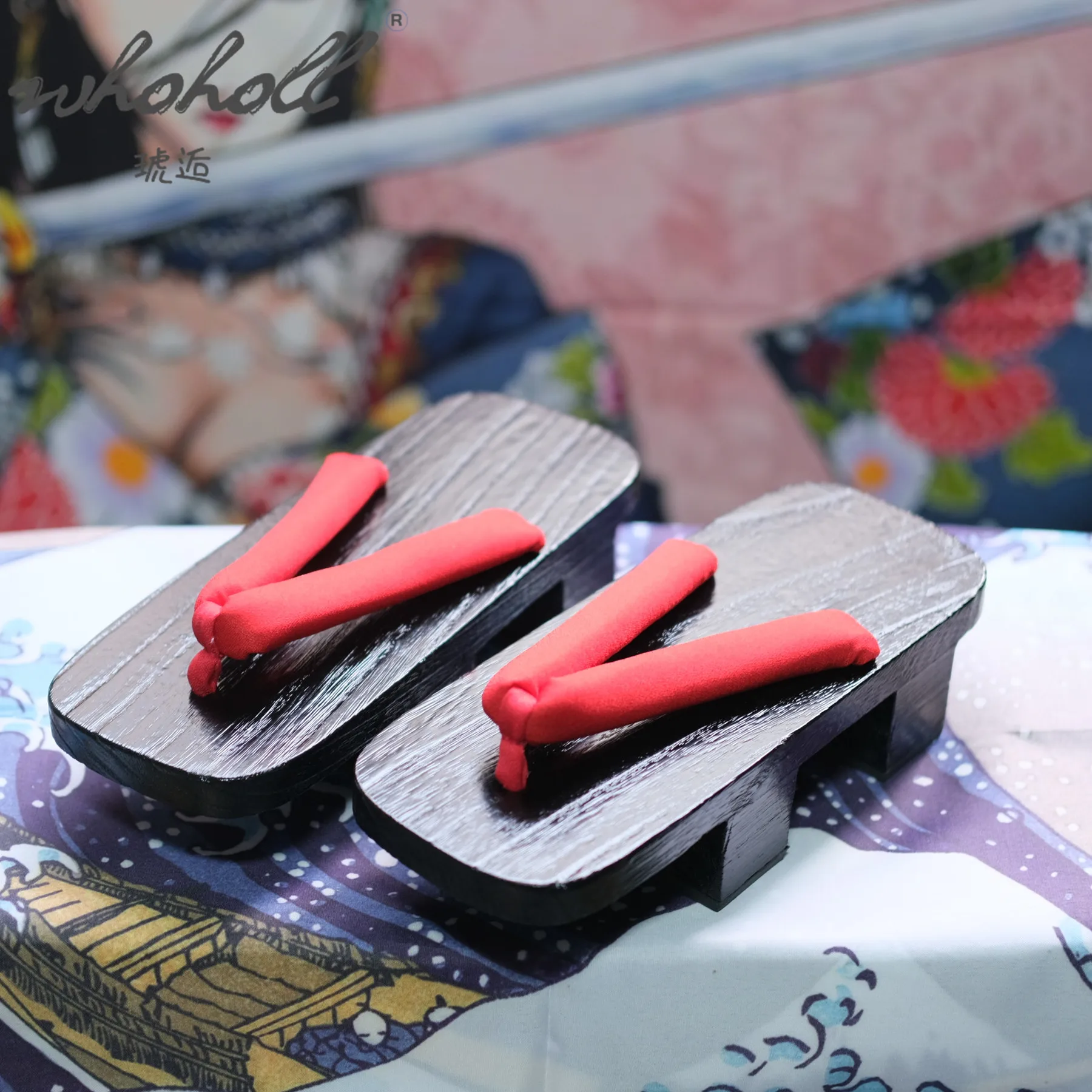 Black-Paint-Wooden-Geta-Flip-Flops-Man-Women-Slippers-Japanese-Anime ...