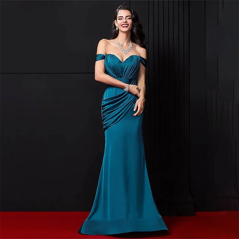 Graceful-Mermaid-Formal-Evening-Dresses-Short-Sleeve-Court-Train-Party ...