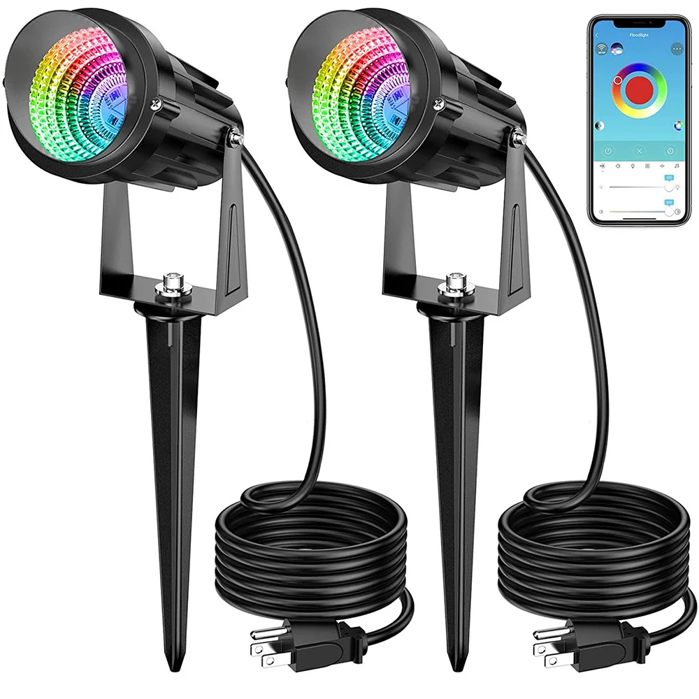 15W-Bluetooth-LED-Landscape-Light-RGB-Outdoor-Garden-Spotlights-IP65 ...