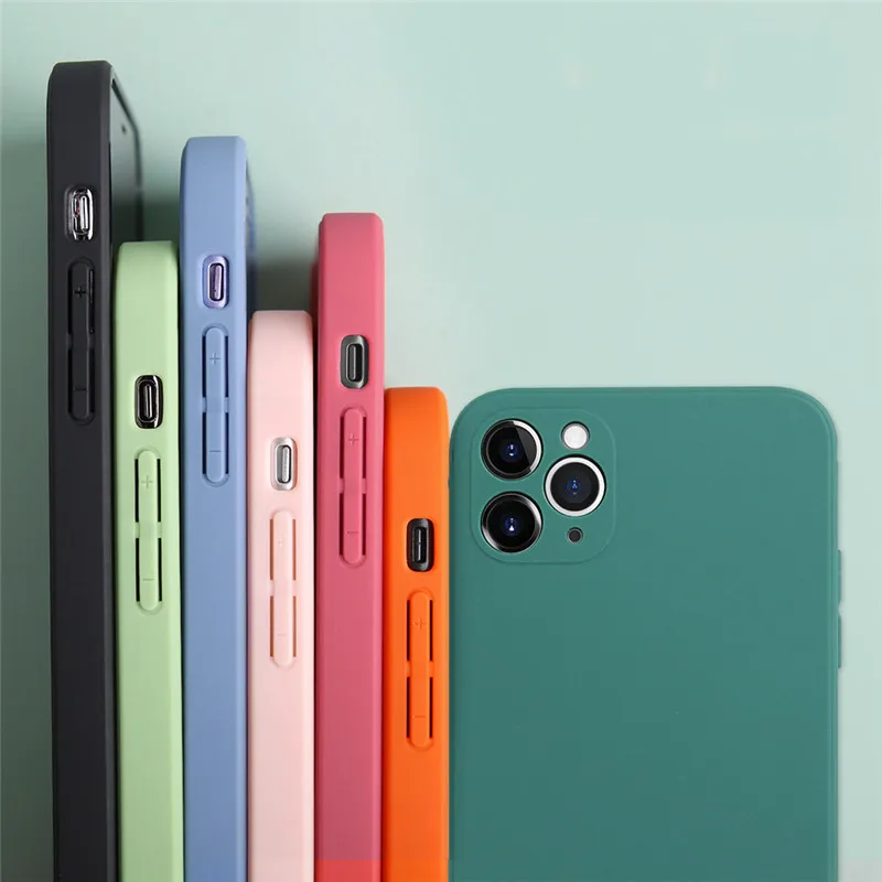 Luxury Square Matte Silicone Phone Case For iPhone 12 13 11 Pro Max ...