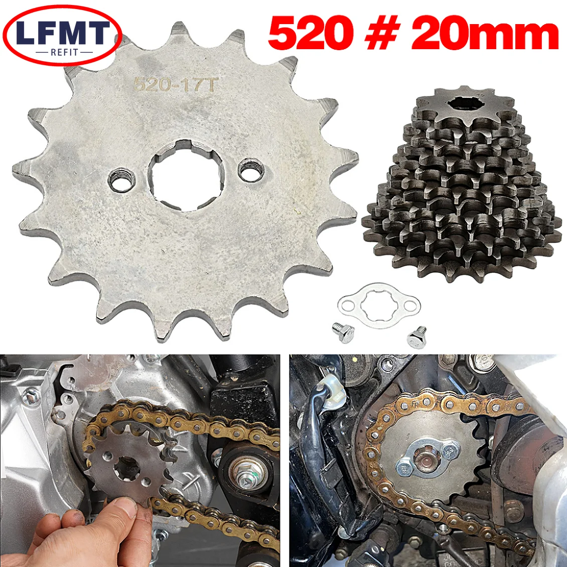 Front-Engine-Sprocket-520-Chain-20mm-10t-11T-12t-13T-14T-15t-16t-17T ...
