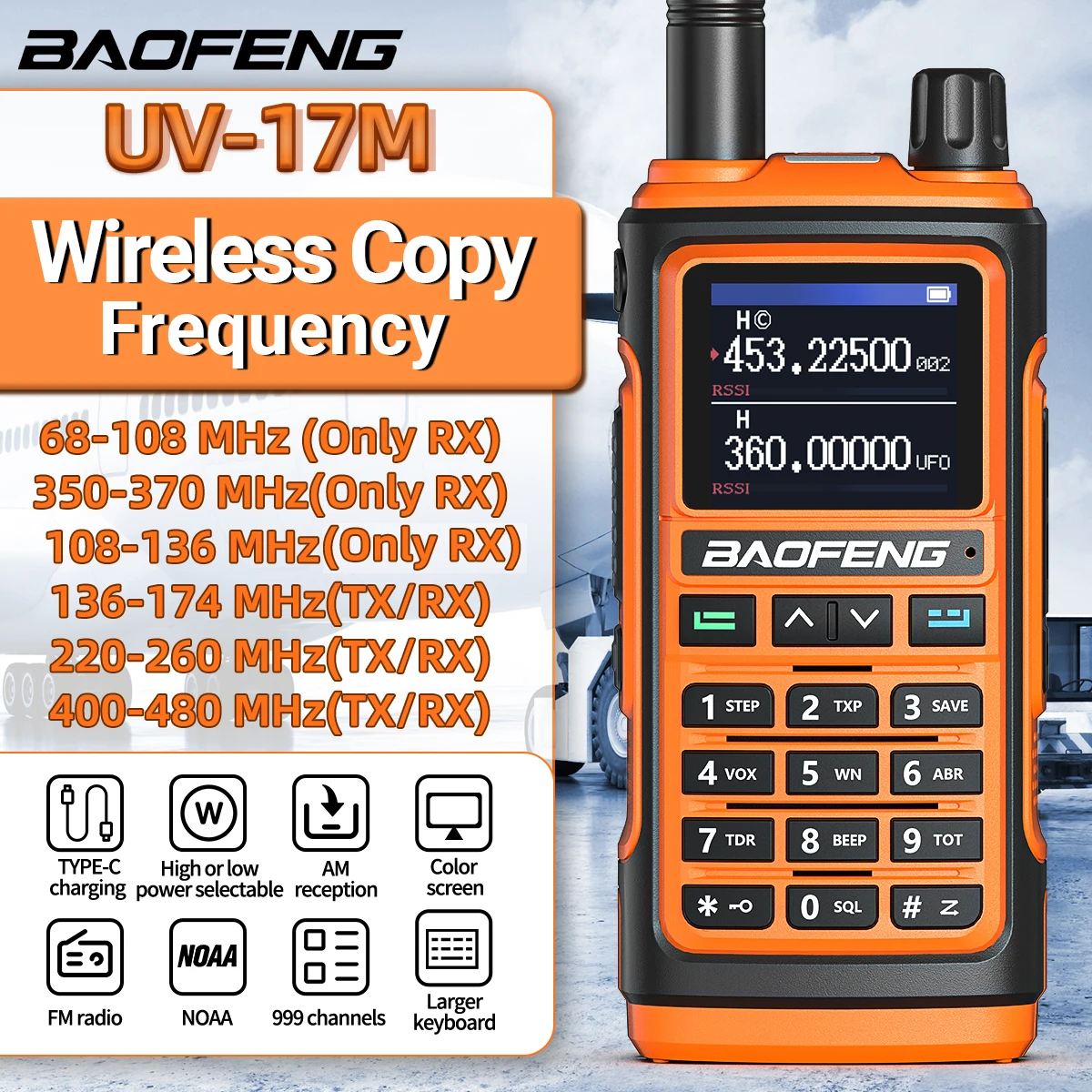 BaoFeng UV-17M Wireless Copy Frequency Walkie Talkie Portable Am Fm Two ...