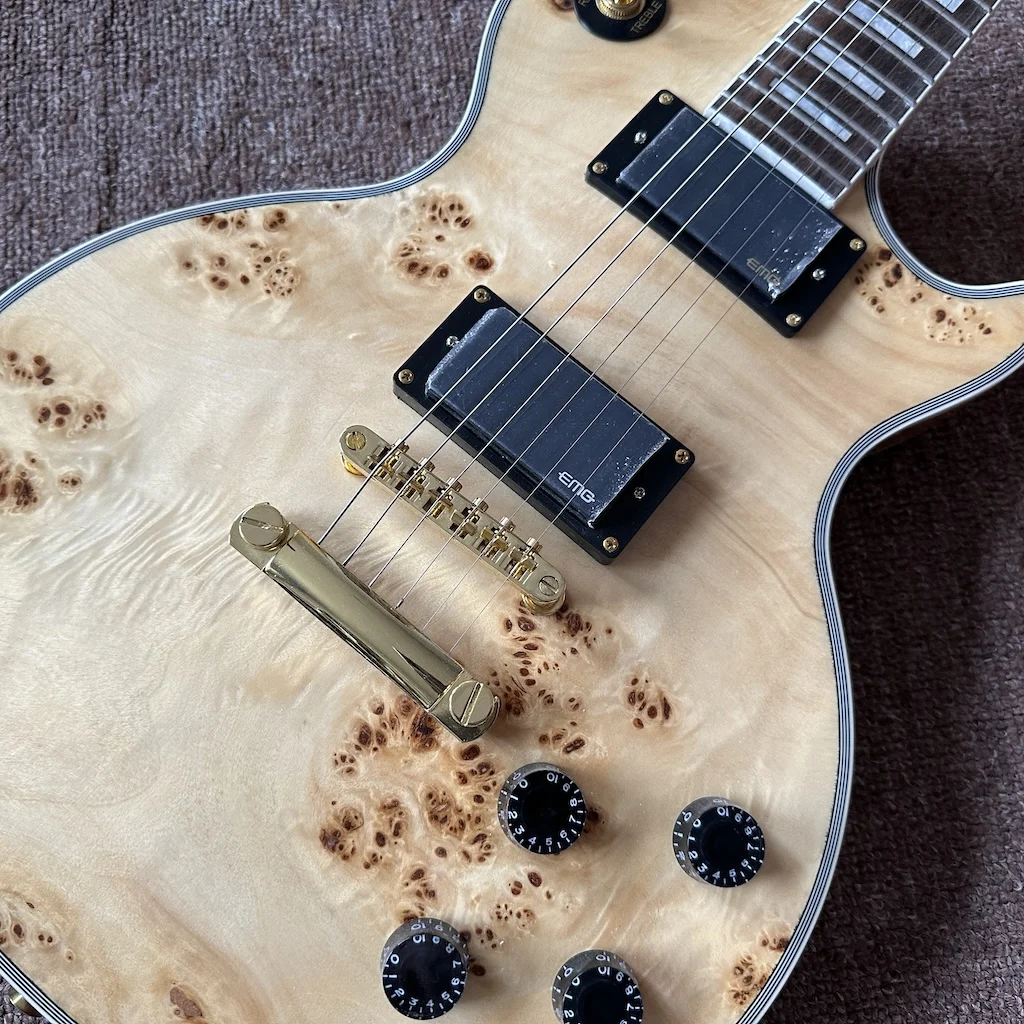 In-stock-High-quality-electric-guitar-with-clear-Rotten-wood-top-and ...