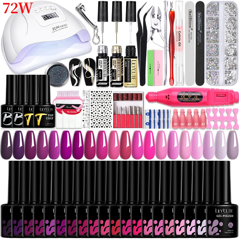 Nail-Set-With-UV-LED-Lamp-Dryer-Manicure-Set-Semi-Permanent-Gel-Varnish ...
