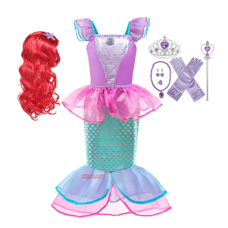 Disfraz de la Sirenita Ariel para niñas, ropa de fiesta de cumpleaños ...