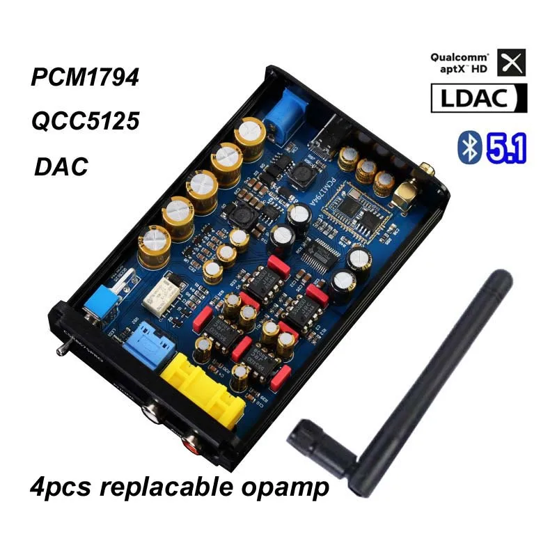 DLHiFi DAC108 PCM1794 DAC QCC5125 블루투스 5.1 디코더, LDAC HiFi 헤드폰 앰프 지원