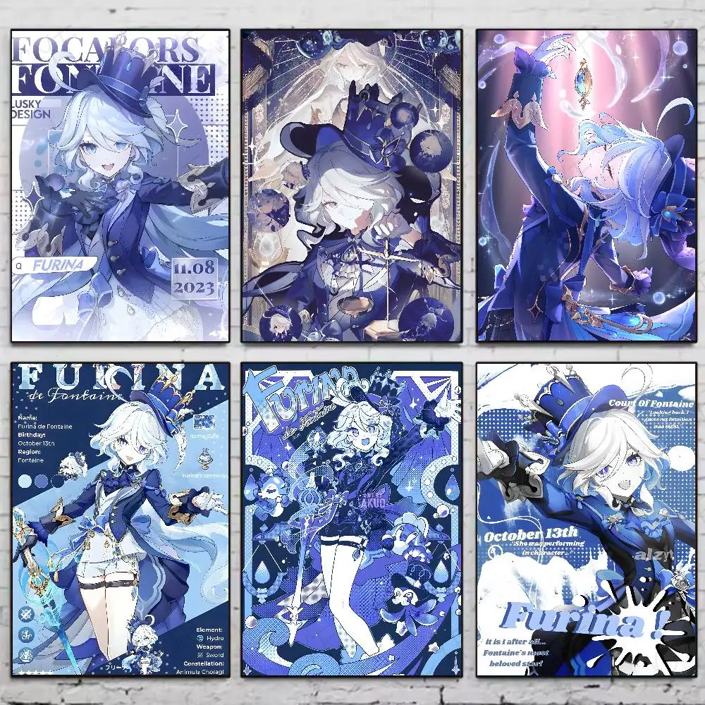 Video Game Furina G-Genshin Impact High-Quality Posters Aesthetic Wall ...