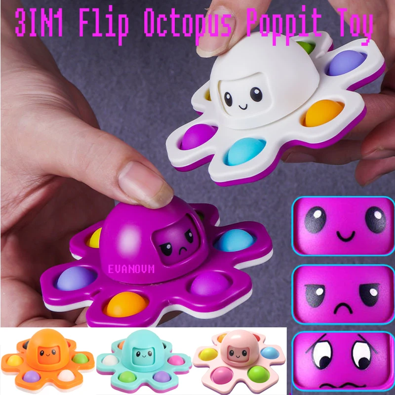 3IN1-Flip-Octopus-Poppit-Toy-Finger-Spinner-Toys-Anti-Stress-Hand ...