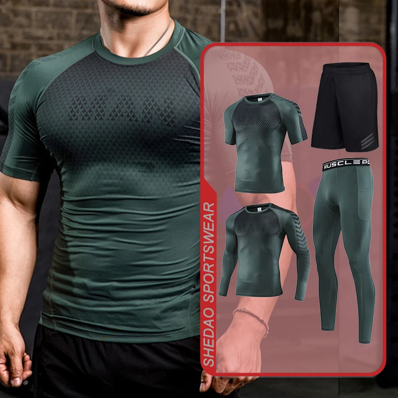 Mens-Running-Tight-Sportswear-Set-Fitness-Jogging-Compression-Tracksuit ...