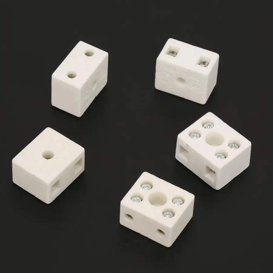 5Pcs 2 Postion 5 Hole Ceramic Wiring Terminal Block High Frequency ...