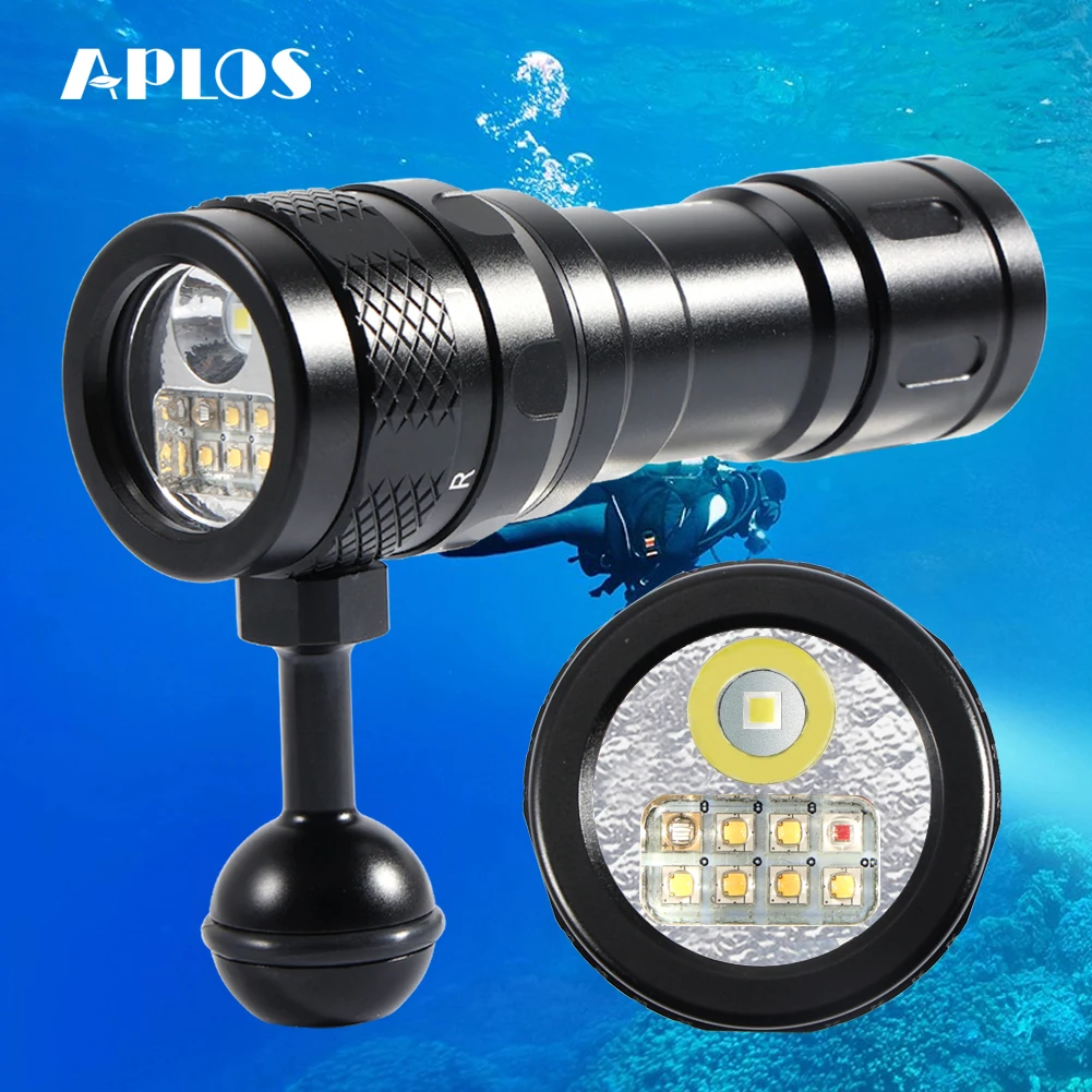 APLOS-AP70C-Dive-Flashlight-Mulit-Color-LED-White-Red-Light-Rechargeable-Rotary-Switch ...