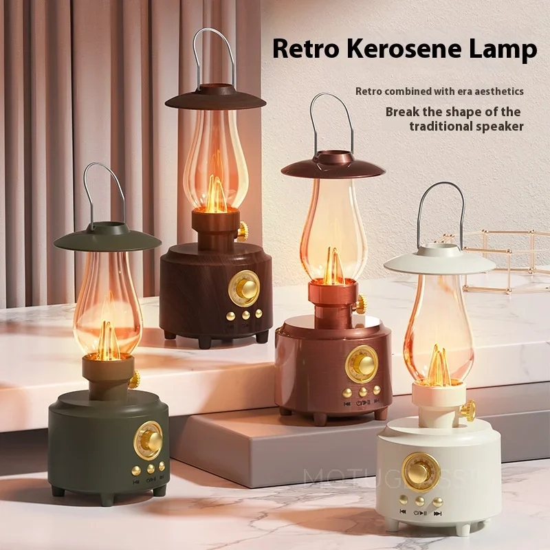 Bluetooth Speaker with Vintage Kerosene Lamp Style Portable FM Radio ...