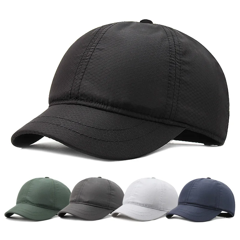 Male-Summer-Thin-Polyester-Short-Brim-Baseball-Caps-Men-and-Women ...