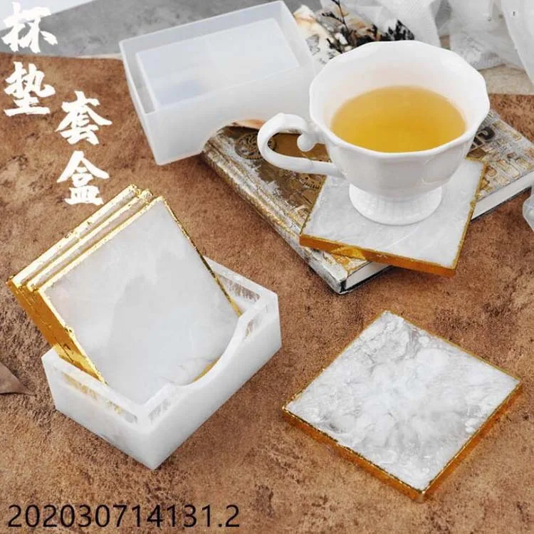 Diy-Crystal-Drop-Glue-Epoxy-Coaster-Square-Coaster-Box-Storage-Box ...