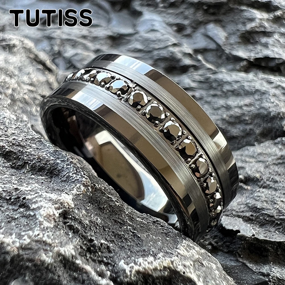 TUTISS-8mm-Pipe-Cut-CZ-Stone-Inlay-Black-Tungsten-Ring-for-Men-Women ...
