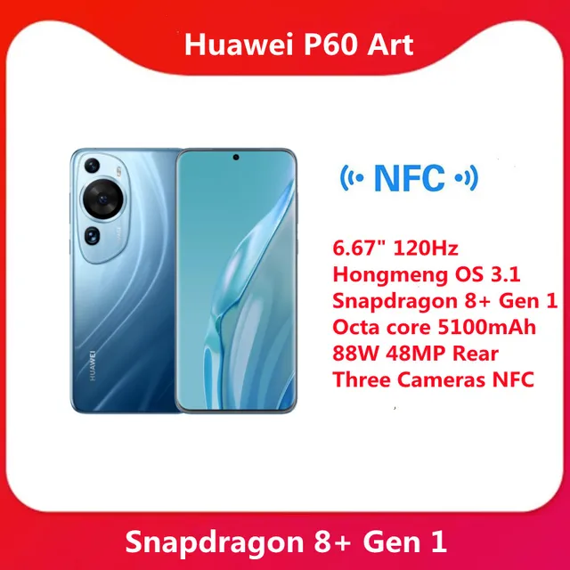 New Huawei P60 Art Cell phone 6.67" 120Hz Hongmeng OS 3.1 Snapdragon 8+ Gen 1 Octa core 5100mAh ...