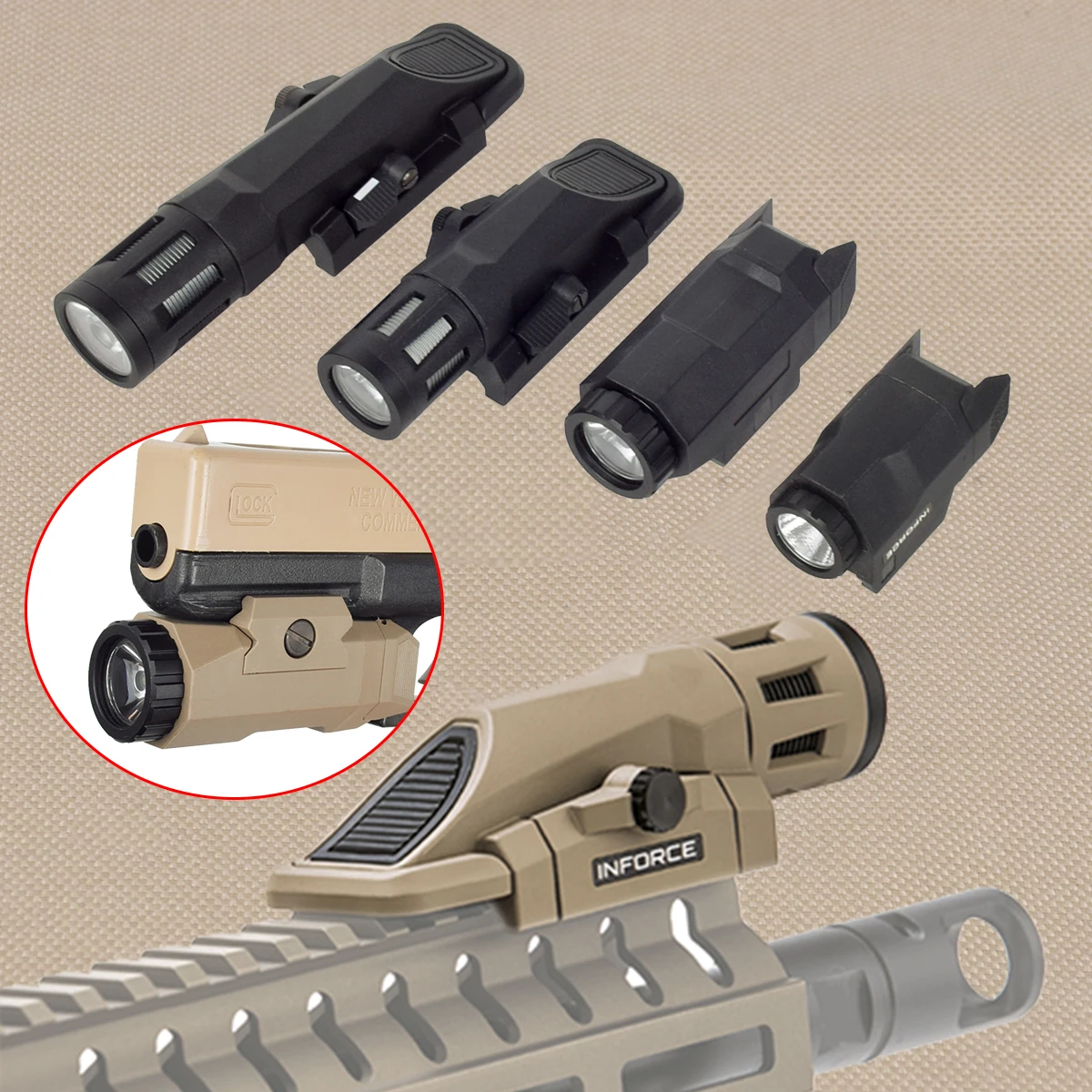 Tactical-INFORCE-WML-APL-Nylon-Arma-Gun-Lanterna-Airsoft-Pistola-Rifle ...