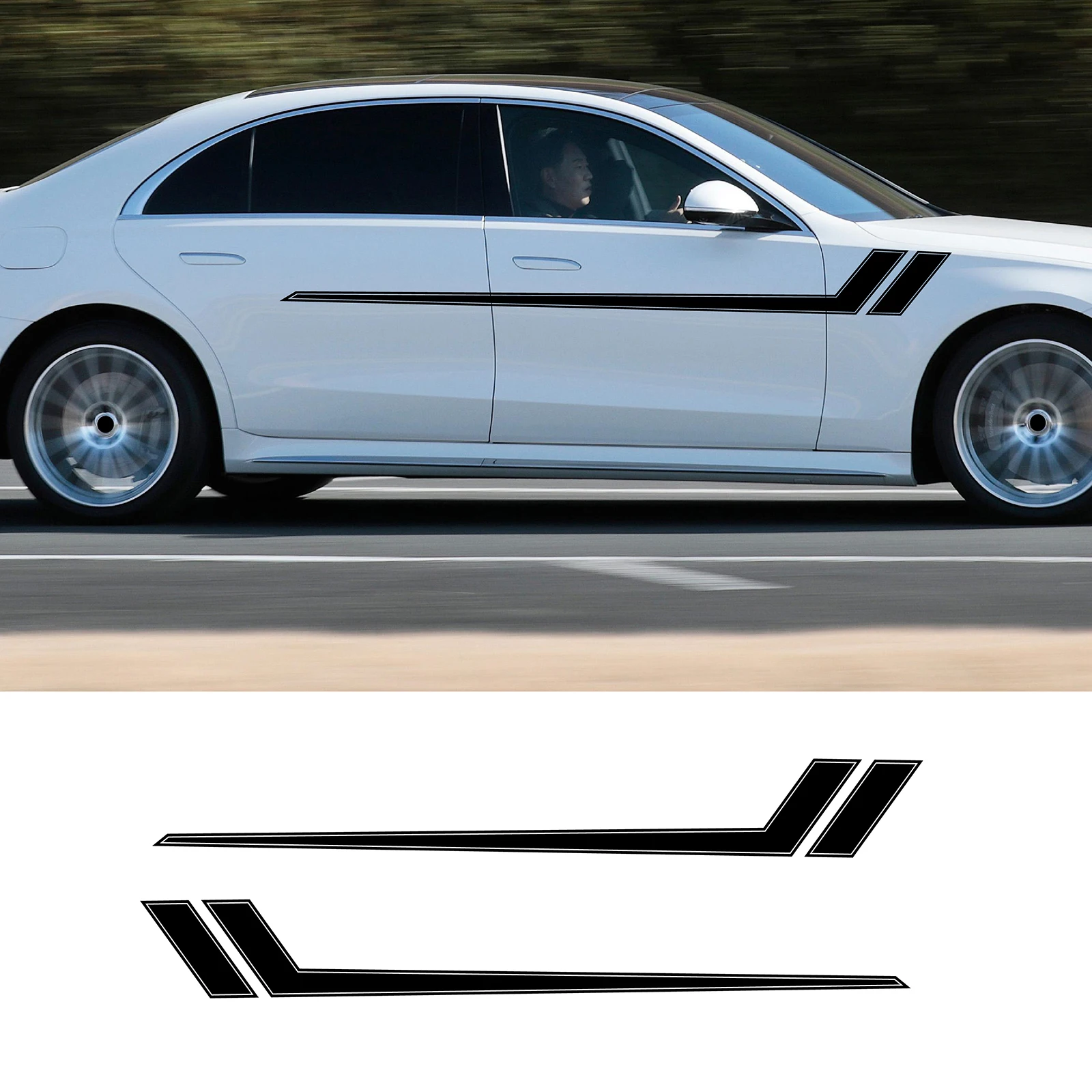 2PCS-Car-Body-Wasitlines-Stickers-Racing-Sport-Stripes-Auto-Door-Side ...