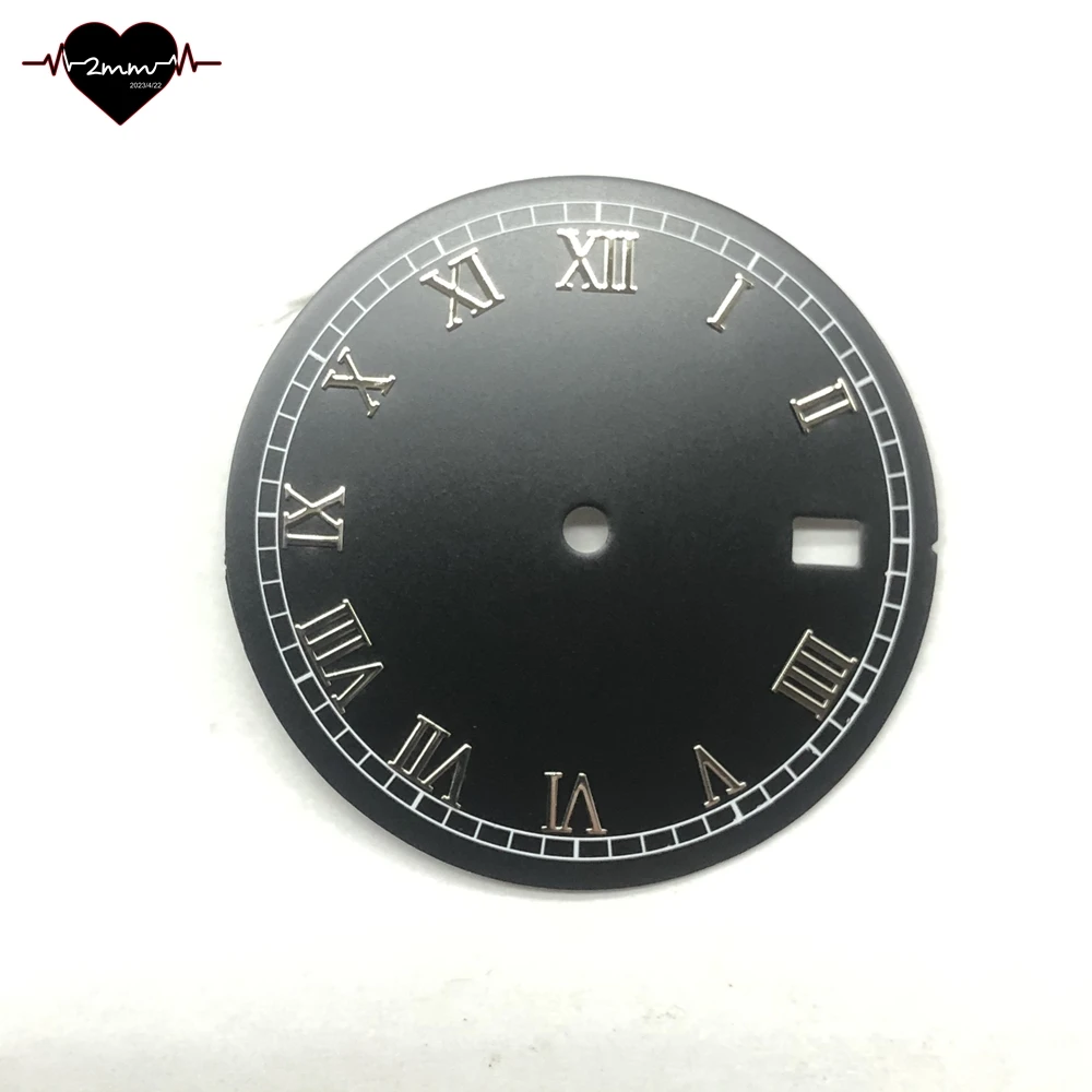 Blank-Roman-Watch-Dial-matte-black-color-for-NH35-Movement-31mm-Watch ...