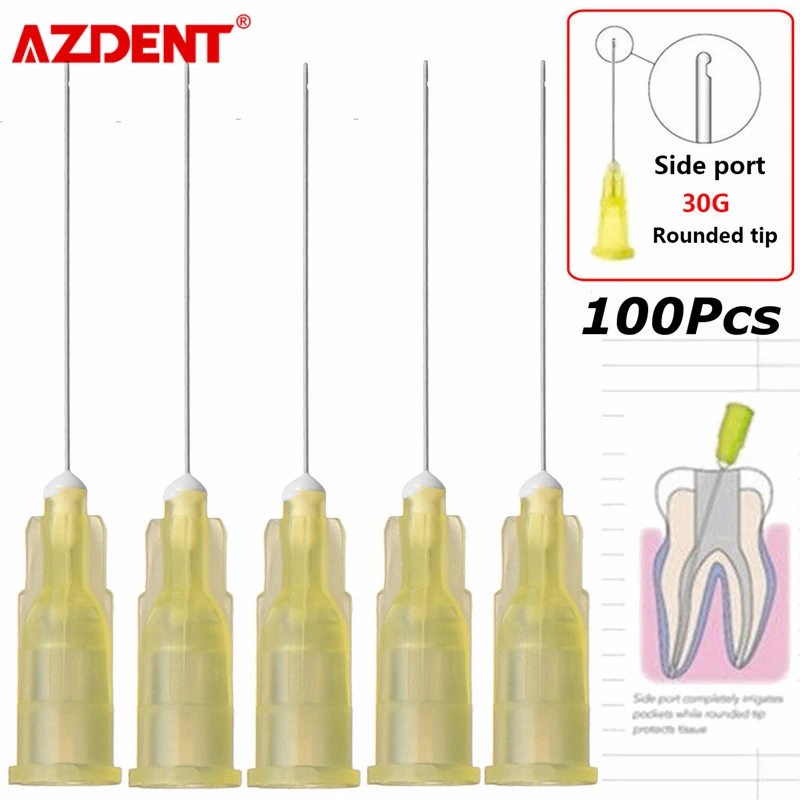 100pcs/Bag AZDENT Dental Endo Irrigation Needle Tip Dental Root Canal ...