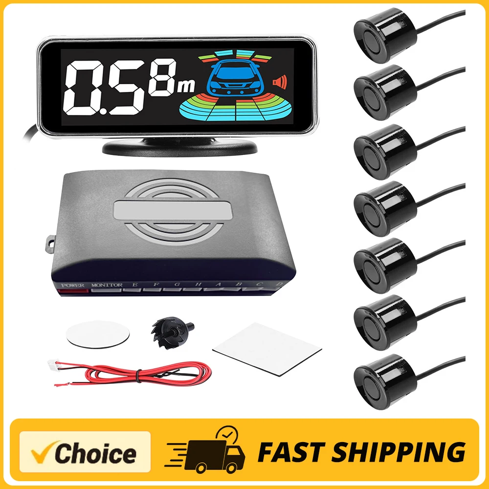Car-Rear-Reversing-Radars-System-with-8-4-pcs-Parking-Sensors-Distance ...