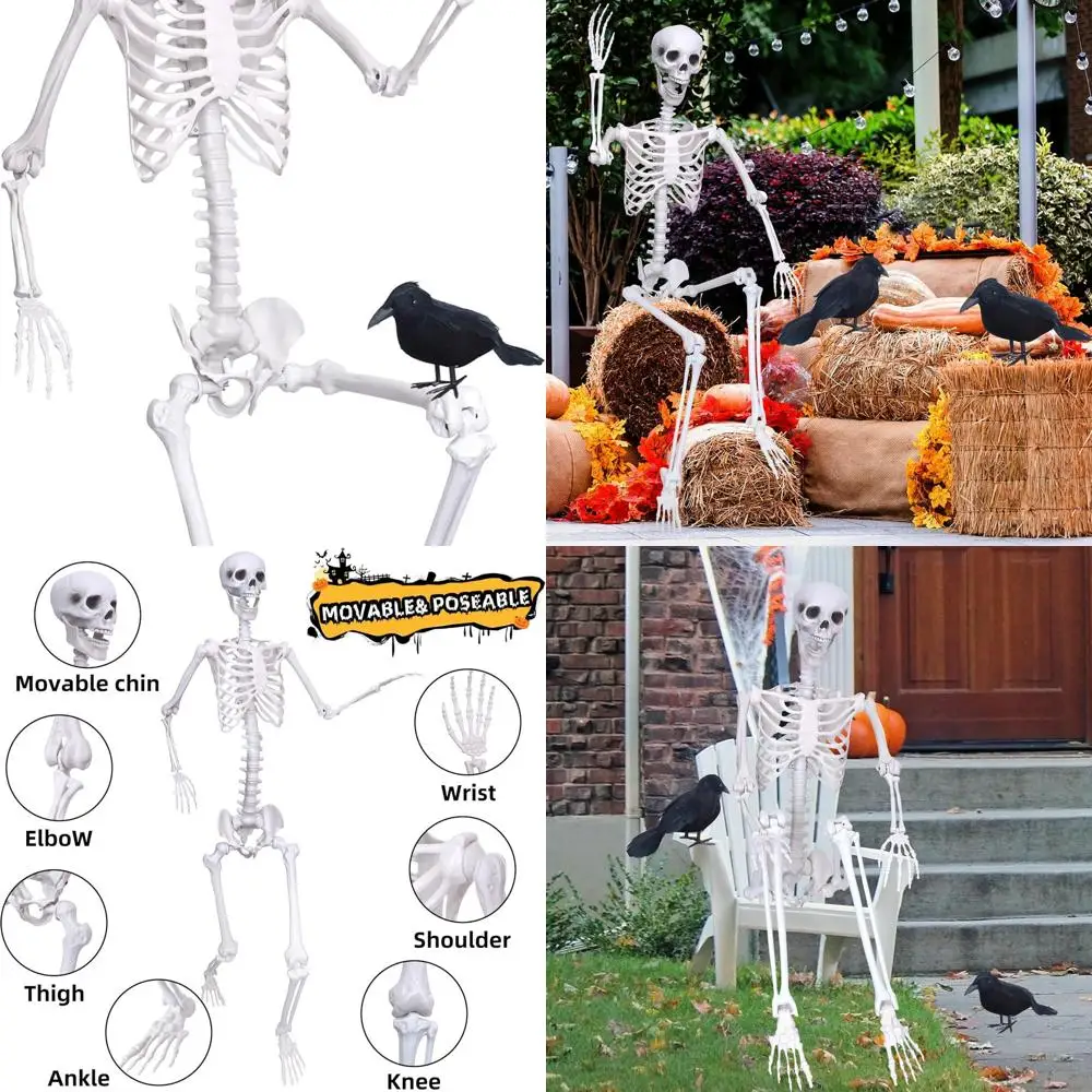 Posable 6-Foot Tall Life-Size Skeleton for Halloween Decor, with ...