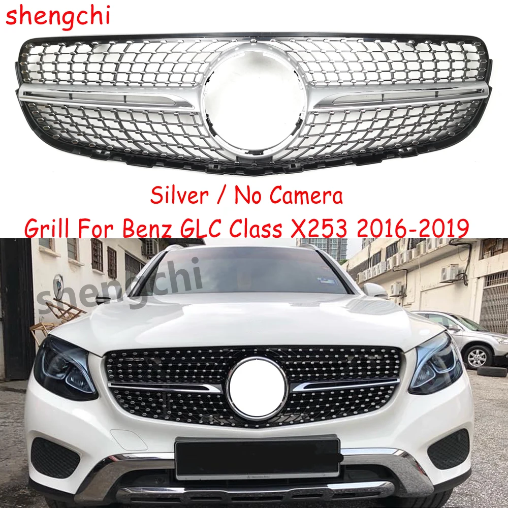 GLC X253 Diamond Style Silver Grill For Mercedes Benz GLC Class W253 ...