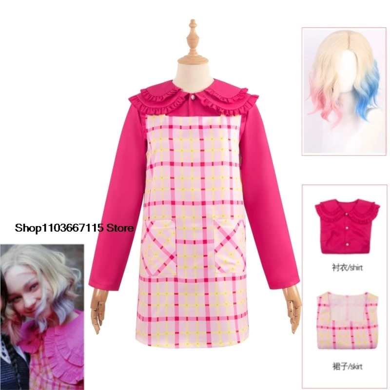 Enid-Sinclair-Cosplay-Costume-Wig-Women-Pink-Plaid-Dress-Full-Set-Girls ...