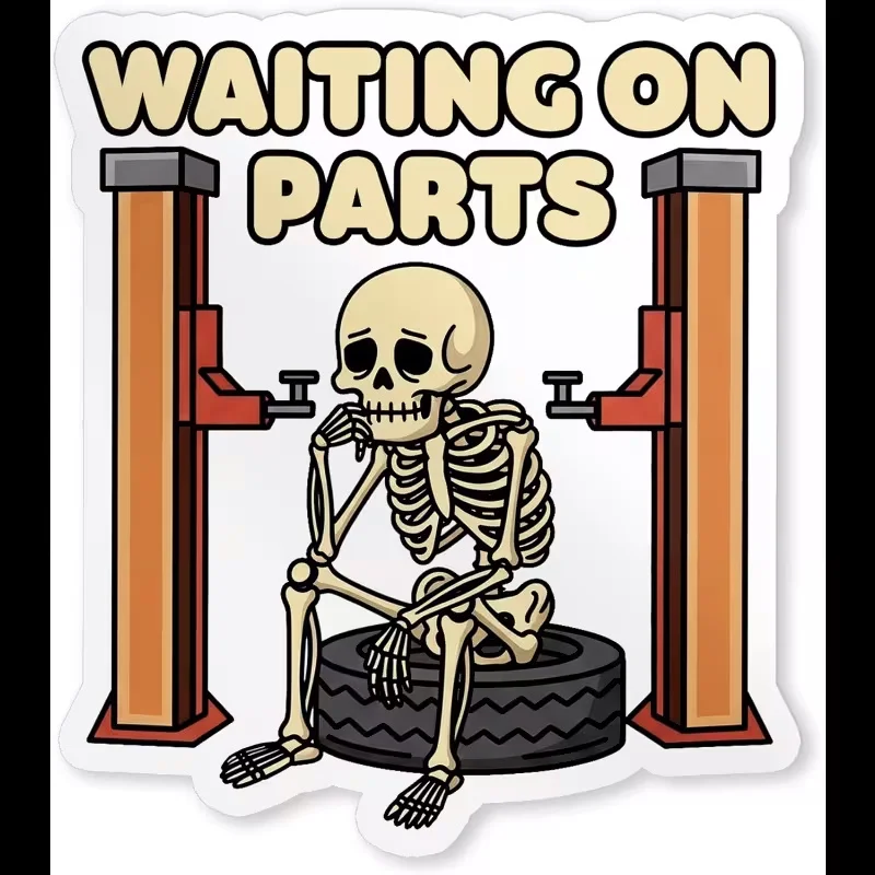 Fun "Waiting for Parts" Mechanic Stickers - Self-Adhesive Vinyl Car ...