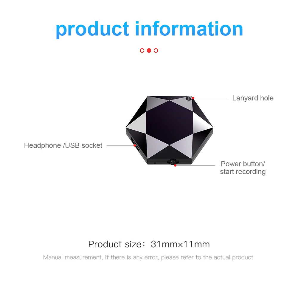 Mini Voice Recorder Portable Necklace Pendant Sound Recorder 20 Hours ...